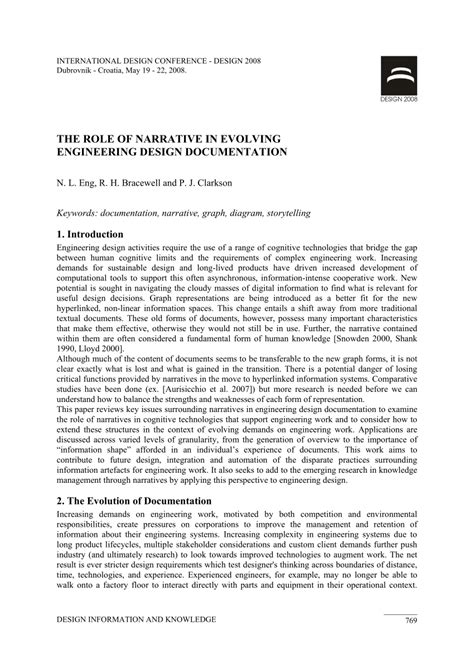 Pdf The Role Of Narrative In Evolving Engineering Design Documentation