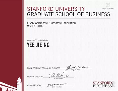 Lead Certificate Corporate Innovation Ppt