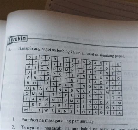 Tyakin A Hanapin ang sagot sa loob ng kahon | StudyX