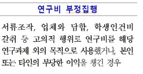 연구비 부정집행 모든 연구 과제 참여제한 기간 합산해 처분한다