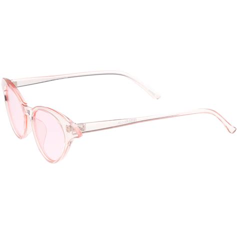 Translucent Retro Cat Eye Sunglasses Color Tinted Lens 52mm Pink