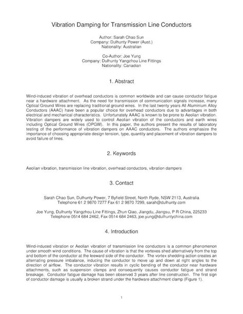 Pdf Vibration Damping For Transmission Line Conductors Dokumen Tips