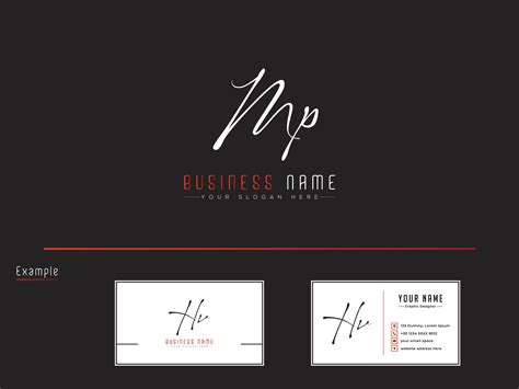 Typography Mp Signature Logo Creative Minimal Mp Feminine Logo Design