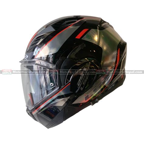 Ls2 Valiant 2 Hub Gloss Black Titanium Modular Motorcycle Helmet