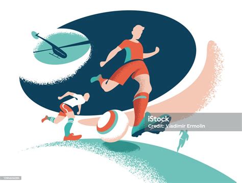 Ditarik Pemain Sepak Bola Beraksi Ilustrasi Stok Unduh Gambar