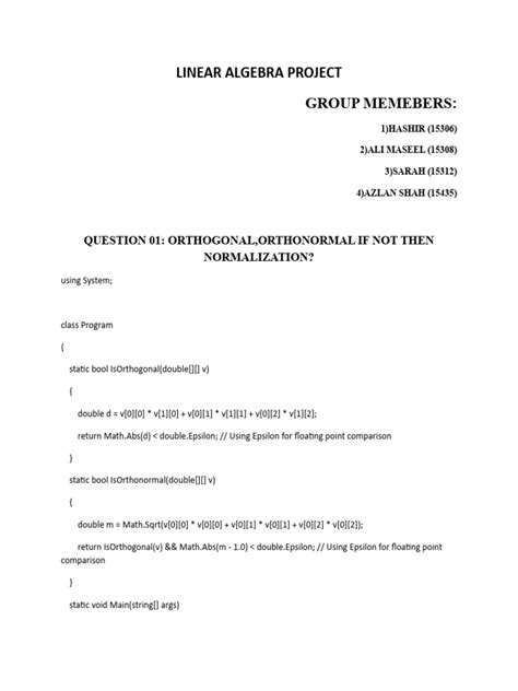 Linear Alg Project Pdf Mathematical Concepts Geometry