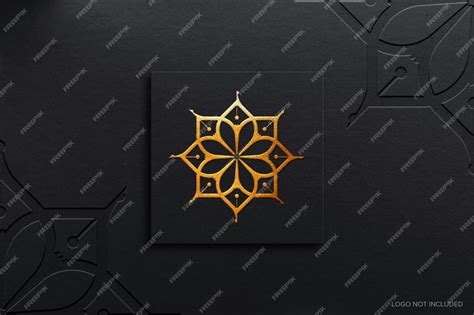 Luxury Gold Foil Logo Mockup Design With Black Glossy Paper Texture