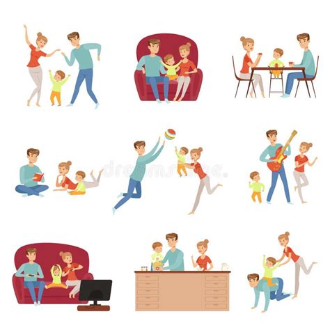 Счастливая семья комплекта супергероев Усмехаясь родители и их дети