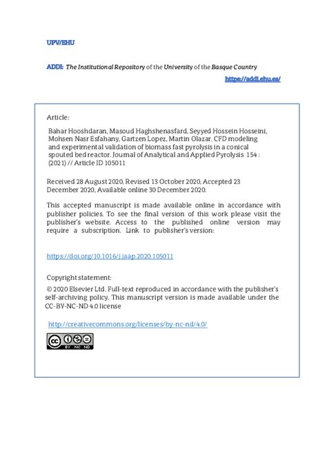 Pdf Cfd Modeling And Experimental Validation Of Biomass Fast