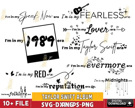 10 File Taylor Swift Album Bundle Svg Dxf Eps Png Inspire Uplift