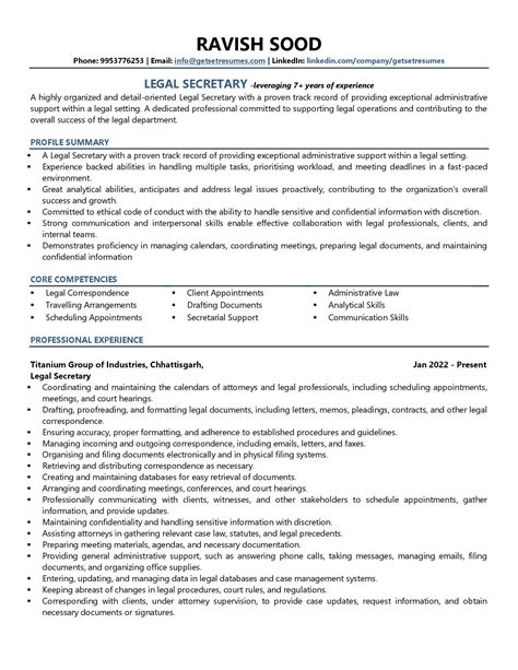 Legal Secretary Resume Examples Template With Job Winning Tips
