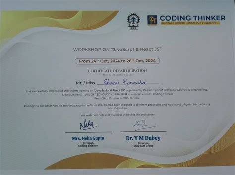 Shanu Parauha On Linkedin Coding Reactjs Javascript Certificate