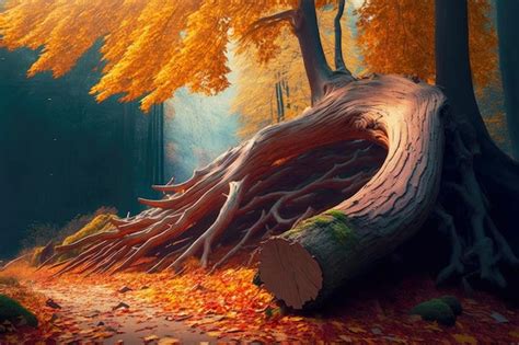Premium Photo Huge Big Fallen Tree From Side View Against Background