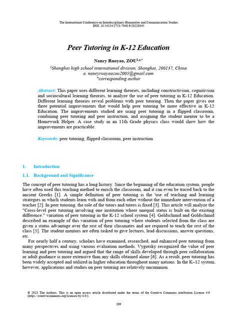 Peer Tutoring In K 12 Education Pdf Constructivism Philosophy Of Education Metacognition