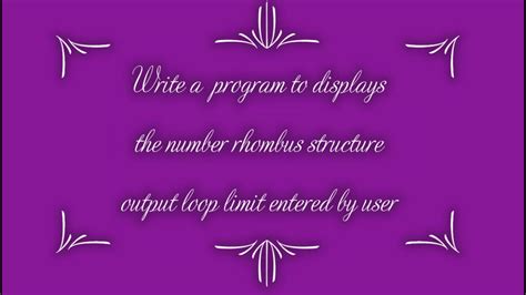 Msccs3m Java Roll2008program To Display Number Rhombus Structureoutput Loop Limit Enter By