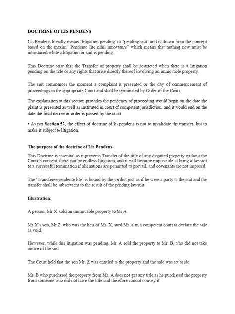 Rule Of Lis Pendens Pdf