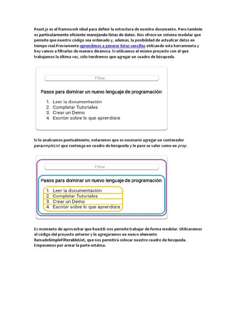 Cómo Filtrar Una Lista Con Reactjs Pdf Marco De Software Función Matemáticas