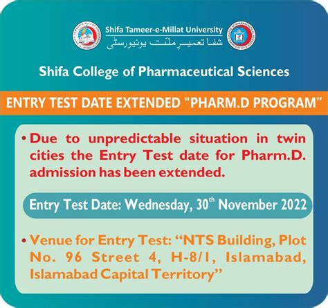 Pharm D Doctor Of Pharmacy Shifa Tameer E Millat University