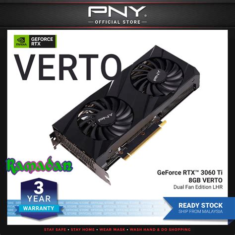PNY GeForce RTX 3060Ti 8GB VERTO Dual Fan LHR Graphics Cards Shopee Malaysia