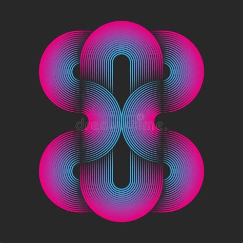 Curvilinear Intertwined Shapes Logo Pattern Intersecting Curves Smooth Blue Pink Lines Creative
