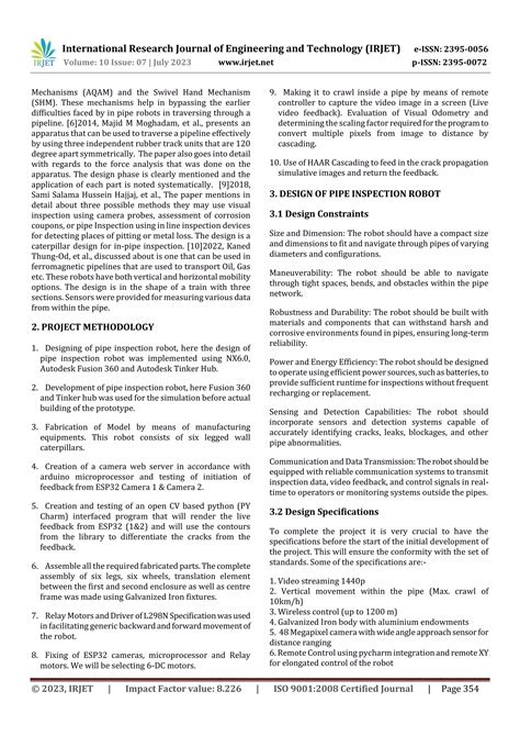 Design And Fabrication Of In Pipe Inspection Robot For Crack Analysis And Detection Using Opencv