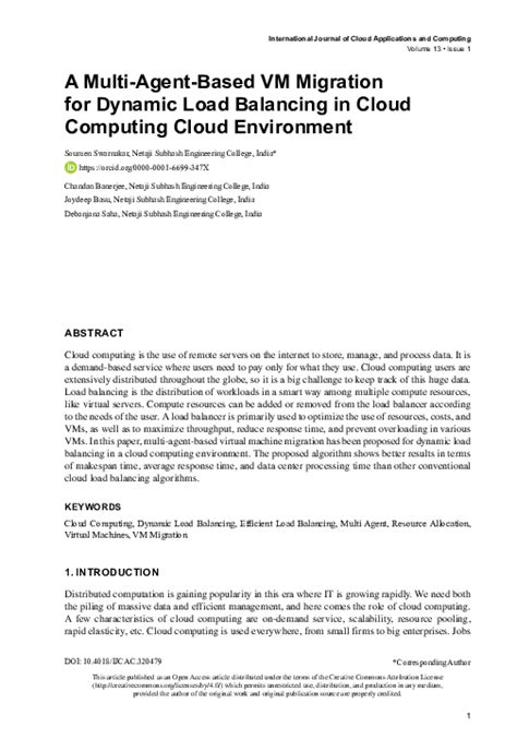 Pdf A Multi Agent Based Vm Migration For Dynamic Load Balancing In Cloud Computing Cloud