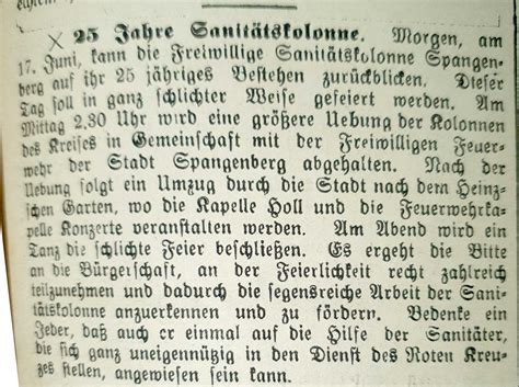 Rotes Kreuz Ortsvereinigung Spangenberg 25 Jahre