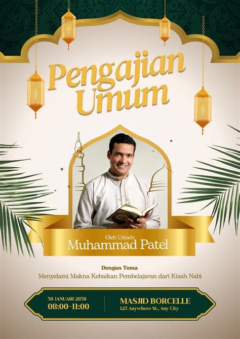 Poster Acara Pengajian Umum Template Canva Templates Custom