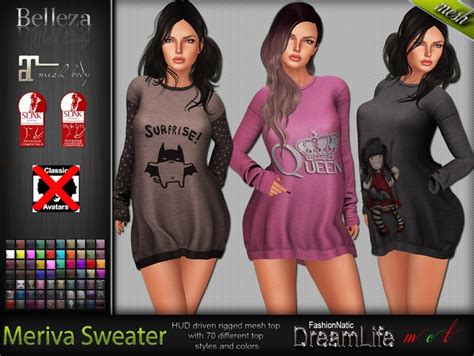 Second Life Marketplace Meriva Sweater Dress Mesh Maitreya Lara