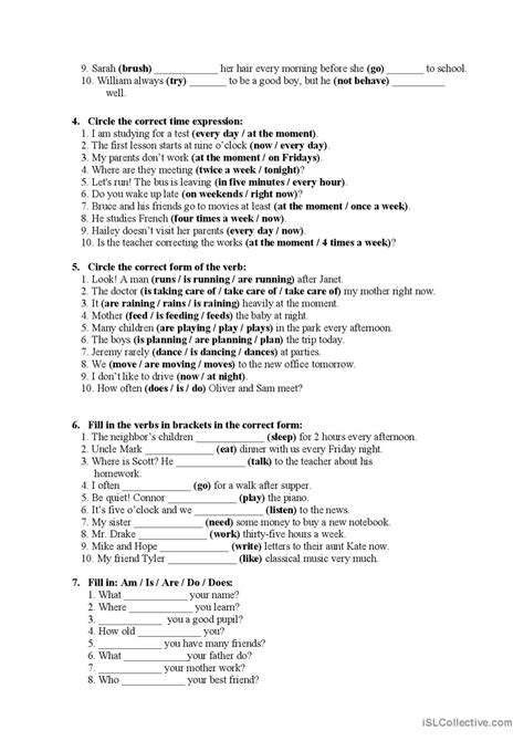 Present Simple Exercises Creative English ESL Worksheets Pdf Doc