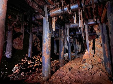 1880‘s Era Square Set Timbering With Strips Of Tree Bark Falling Off