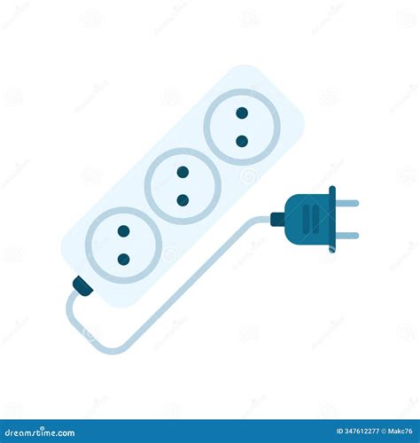 Electric Extension Cord Icon With Plug Extension Cord Icon Multi Socket Adapter Cartoon Vector