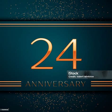 현실적인 20 4 년 주년 기념 행사 디자인 배너입니다 황금 수와 녹색 배경에 색종이입니다 생일 파티에 대 한 다채로운 벡터 템플릿 요소 0명에 대한 스톡 벡터 아트 및