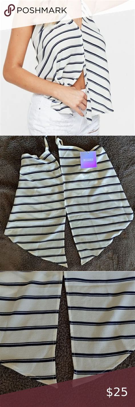 Missguided White Stripe Vneck Split Front Crop Cami Top 6 Cami Tops