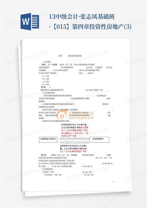 13中级会计·张志凤基础班·【015】第四章投资性房地产3word模板下载编号qzwnxkpo熊猫办公
