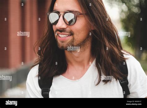 Portrait Attractive Man With Sunglasses On Urban Background Smil Stock