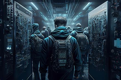 premium ai image group of teenage hackers attacking cyber security
