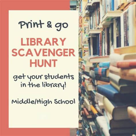 Library Scavenger Hunt Library Scavenger Hunts High School Library
