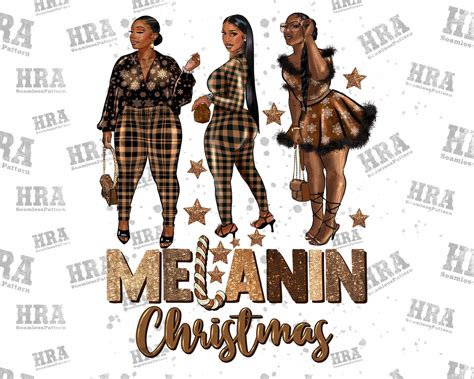 Melanin Christmas Black Woman Png Sublimation Design Merry Etsy