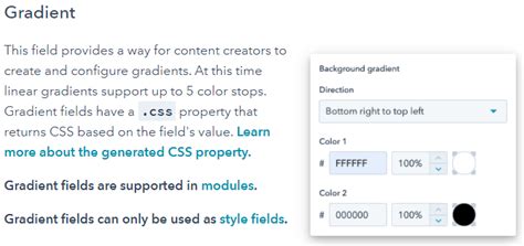 Solved Hubspot Community Gradient In A Module Style Field Hubspot