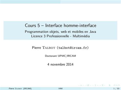Pdf Cours 5 Interface Homme Interface · 2020 12 26 · Base De La Programmation Graphique