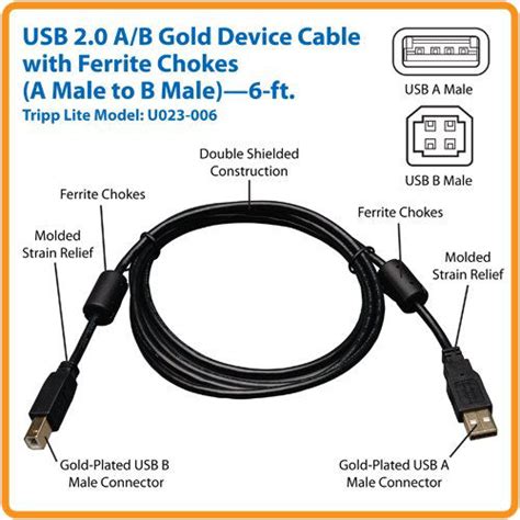Getuscart Tripp Lite Usb Hi Speed A B Cable With Ferrite Chokes M M Ft U Black