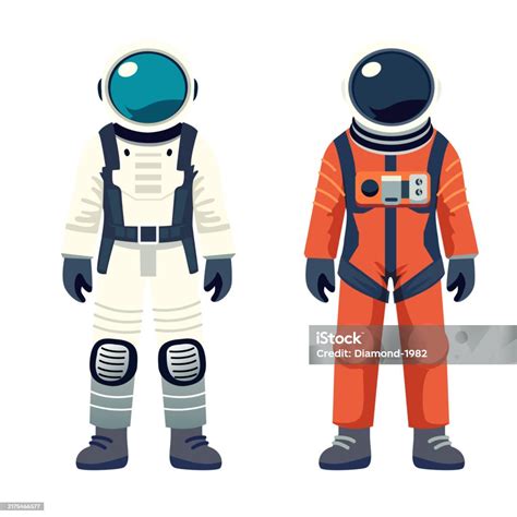우주 비행사 벡터 일러스트 레이 션 흰색과 주황색의 우주 복 달 하늘에 대한 스톡 벡터 아트 및 기타 이미지 달 하늘 벡터 수트 Istock