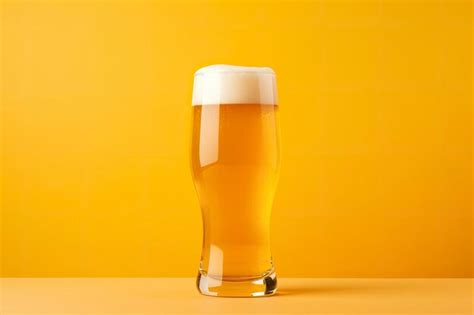 Premium Ai Image Beer Glass With Full Beer Isolated With A Yellow