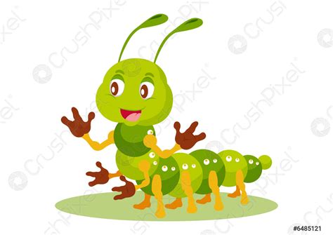 Happy Cute Caterpillar Cartoon Character Vector Stock Vector 6485121 Crushpixel