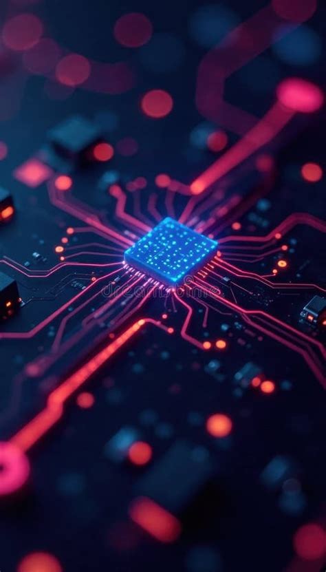 Glowing Abstract Circuit Board Futuristic Tech Nodes Innovation Texture