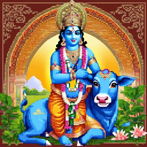 God Krishna Hug Cow By Jd Bharat Playground
