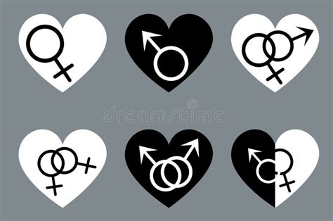 Gender Signs In Heart Homosexual Relationship Stock Vector
