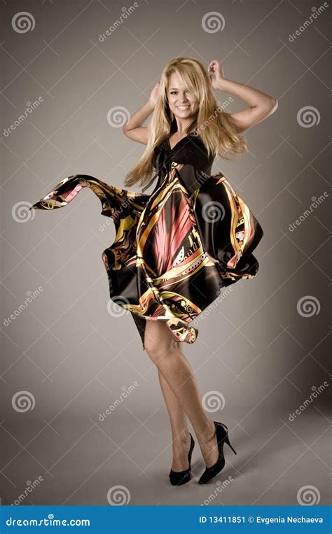Happy Young Blond Girl Dancing Stock Image Image Of Expressive Flirt