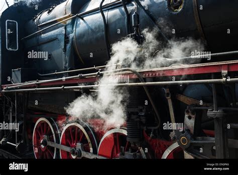 Steam Locomotive In Steam And Ready To Depart Live Hot Steam Around The Engine Stock Photo Alamy